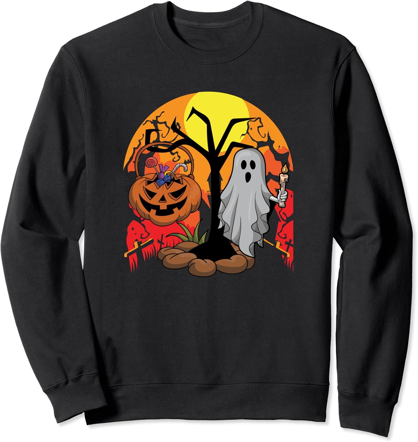 DOVU Creepy Ghost Spooky Skull Pumpkin Hal.Low.Een Sweatshirt Trendy Sweatshirt, Birthday Gift ...