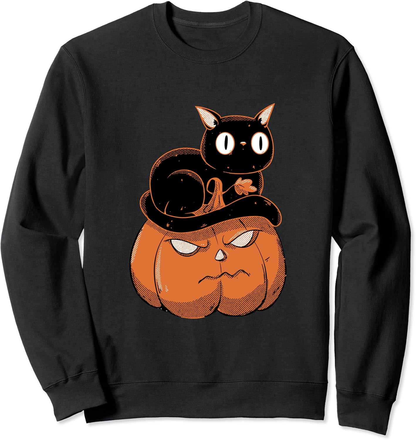 DOVU Cute Black Cat On Pumpkin Fall Hal.Low.Een Party Sweatshirt Trendy ...