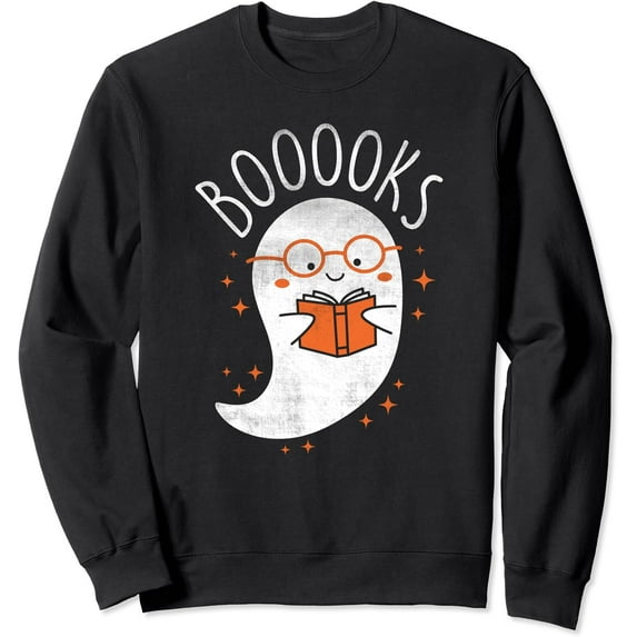 DOVU Cute Ghost Book Reading Hal.Low.Een Teacher Top Sweatshirt Trendy Sweatshirt, Birthday Gift ...