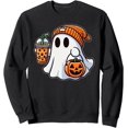 DOVU Cute Ghost Ice Coffee Latte Pumpkin Spice Hal.Low.Een Sweatshirt Trendy Sweatshirt ...