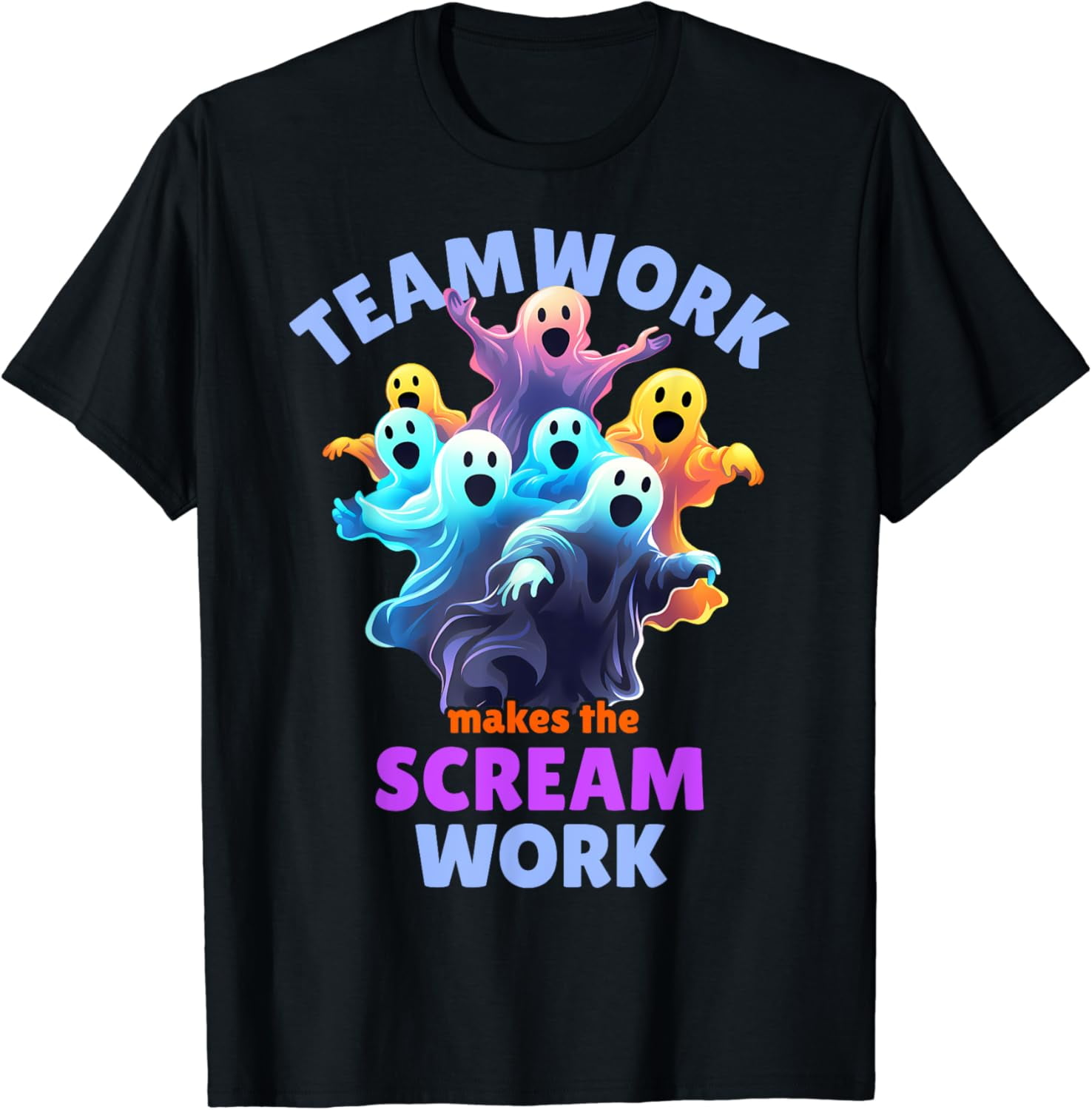 DOVU Cute Ghost Teamwork Makes The Scream Work Funny Hal.Low.Een T ...