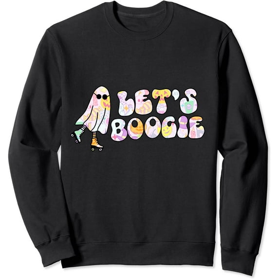 DOVU Cute Retro Hal.Low.Een Ghost -Let'S Boogie Rollerblading Ghost Sweatshirt Trendy Sweatshirt ...