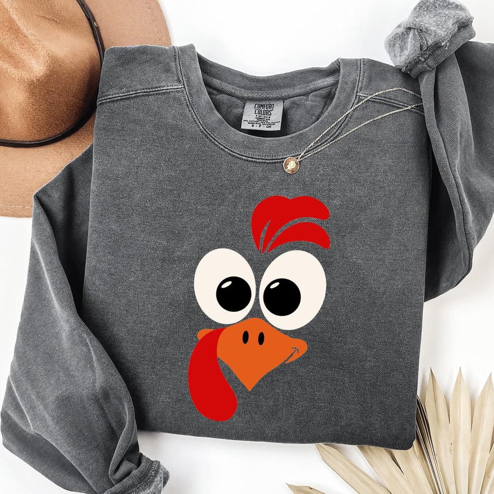 DOVU Cute Turkey Face Thanks.Giving Sweatshirt, Funny Turkey Family Tee ...