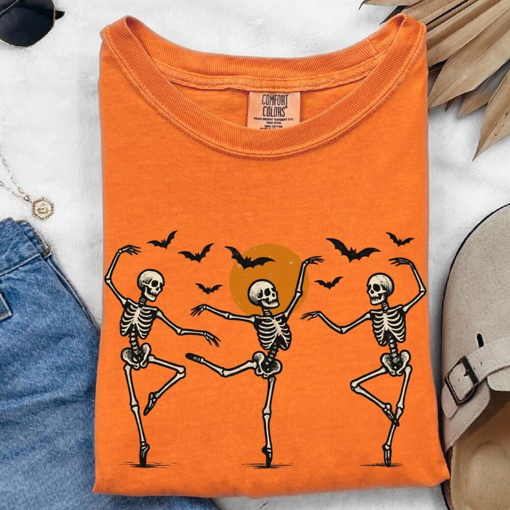 DOVU Dancing Skeleton Hal.Low.Een Shirt, Funny Spooky Skeleton Dance ...