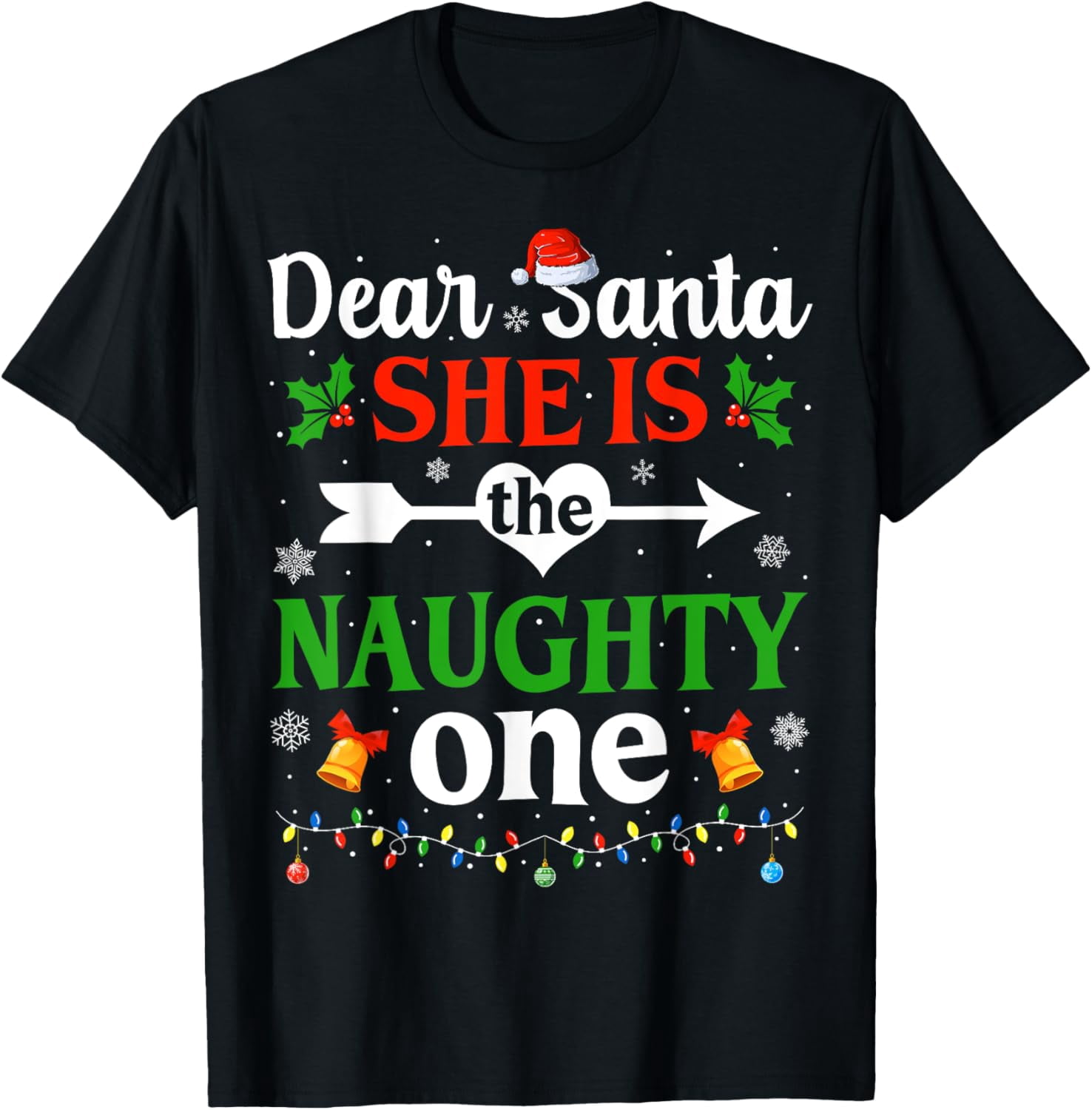 DOVU Dear San.Ta She Is The Nau.Ghty One Chris.Tmas Couples Xmas T ...