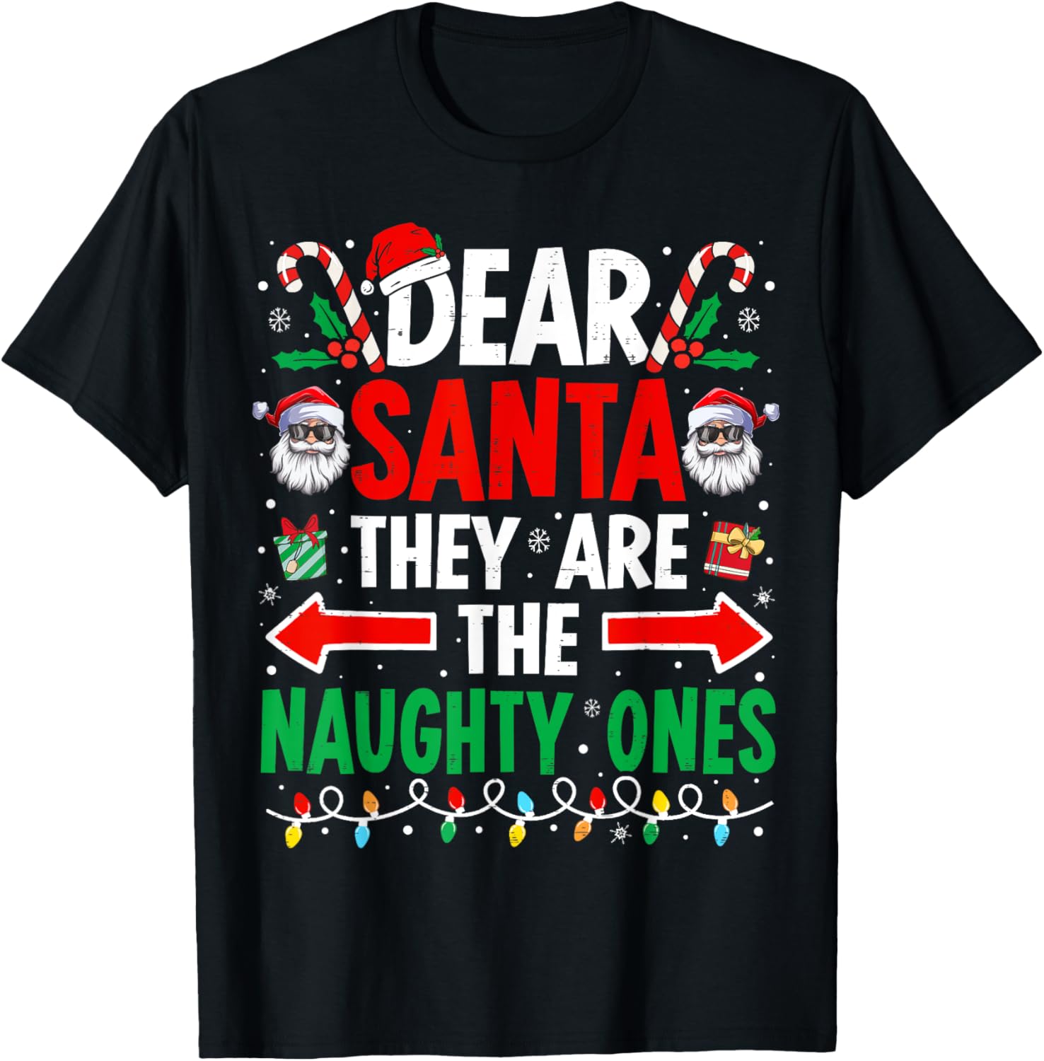 DOVU Dear San.Ta They Are The Nau.Ghty Ones Chris.Tmas T-Shirt Unisex S ...