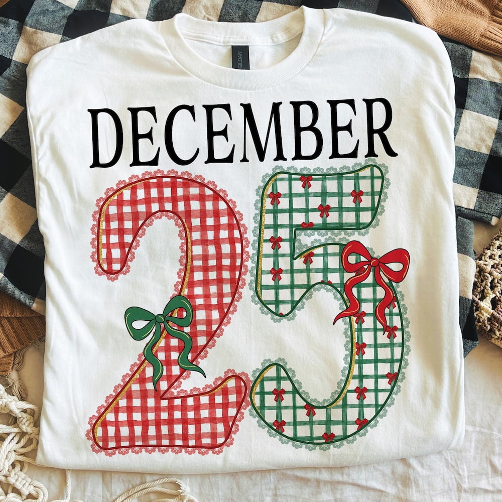 DOVU December 25 Shirt, Checkered Red Letters Shirt, Preppy Merry Chris ...