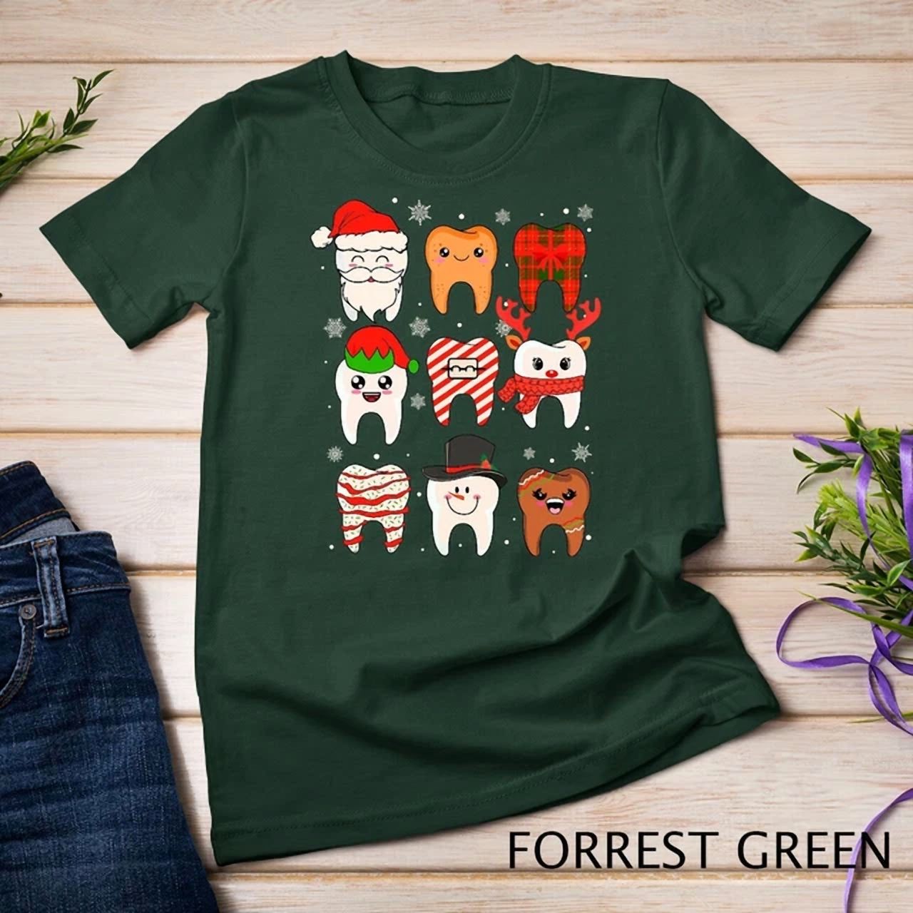 DOVU Dental Chris.Tmas Teeth Cute Xmas Dentist Squad Crew Shirt Unisex ...
