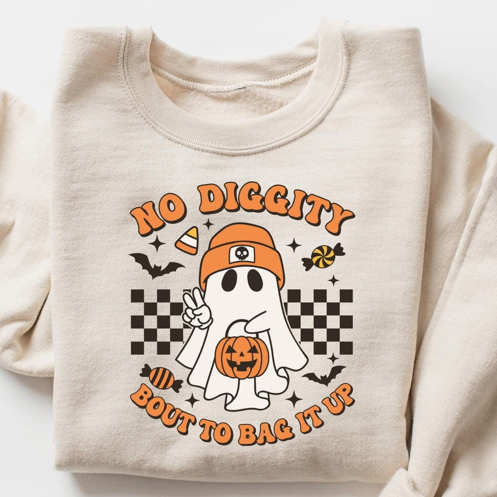 DOVU No Diggity Bout To Bag It Up Hal.Low.Een Sweatshirt, Ghost ...