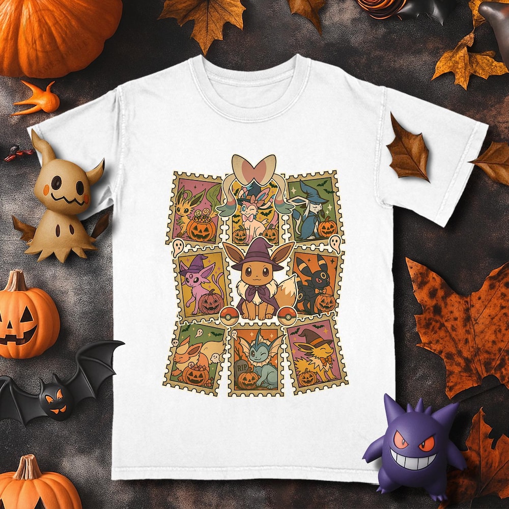 DOVU Eevee Hal.Low.Een Shirt Witc.H Stamp Style Cute Kawaii Umbreon ...