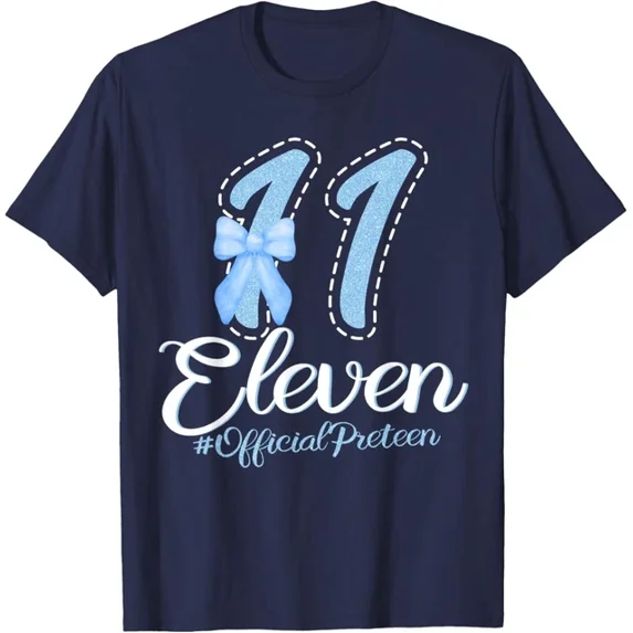 DOVU Eleven Official Pre Teen 11Th Birthday 11 Year Girl Blue Bow T ...