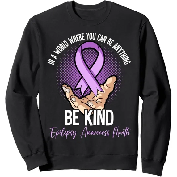 DOVU Epilepsy Awareness Month Purple Flag Design Unisex Crewneck ...