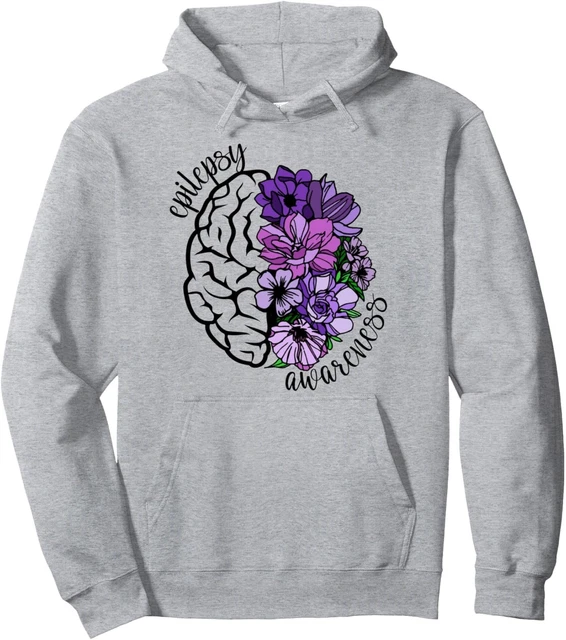 DOVU Epilepsy Awareness Purple Brain Flower Cute Support Unisex Hoodie ...