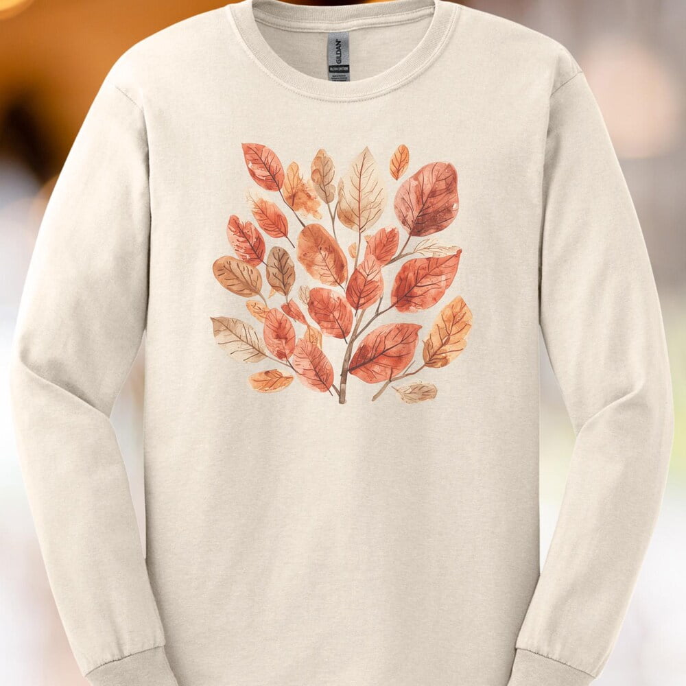 DOVU Fall Leaves Sweatshirt Autumn Watercolor Leaf Graphic Tee Nature ...