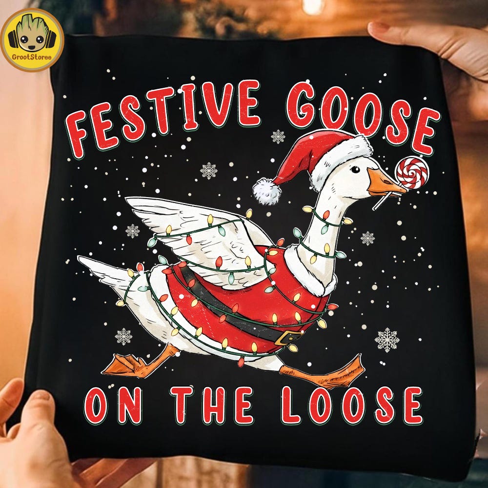 DOVU Festive Goose On The Loose Shirt, Funny Chris.Tmas Goose Design ...