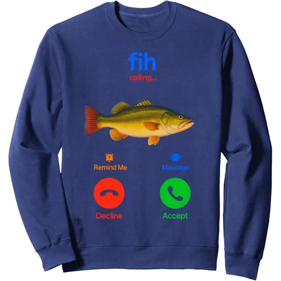 DOVU Fih Calling Remind Me Message Decline Accept Phone Unisex Crewneck ...