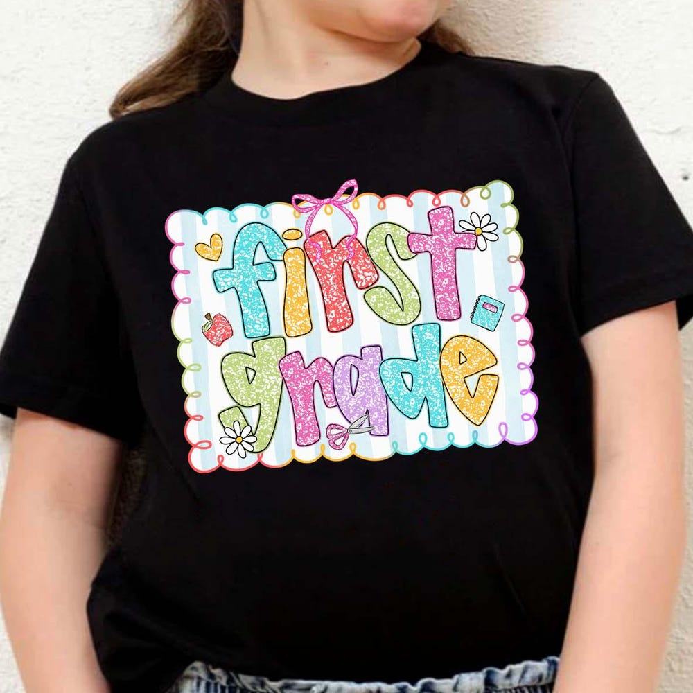 DOVU First Grade Kid Shirt, Coquette Pastel School Shirt, Girly Kid ...