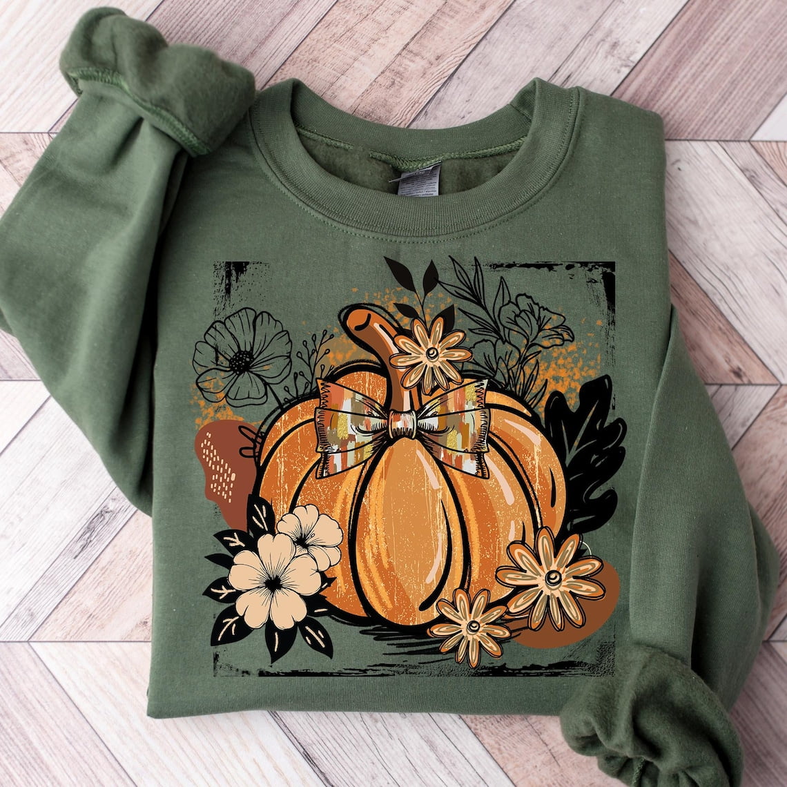 DOVU Floral Fall Pumpkin Sweatshirt, Boho Pumpkin Coquette Sweatshirt, Vintage Autumn Shirt ...