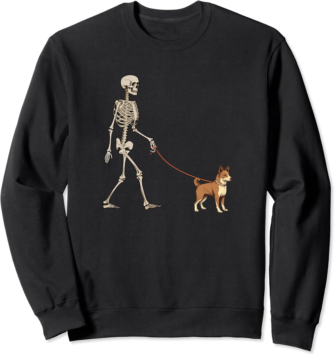 DOVU Funny Basenji Skeleton Dog Walking Hal.Low.Een Sweatshirt Trendy ...