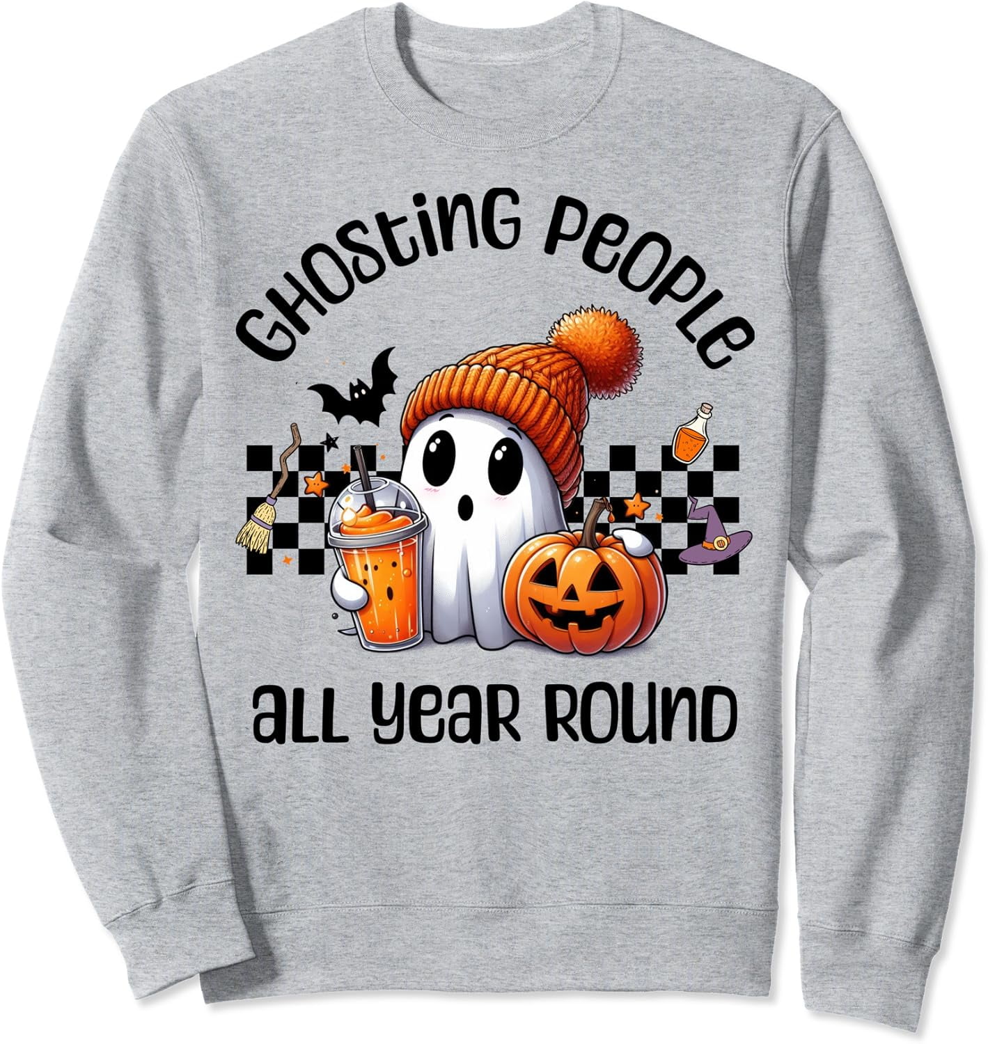 DOVU Funny Cute Creepy Ghost Hal.Low.Een Graphic Sweatshirt Trendy Sweatshirt, Birthday Gift ...