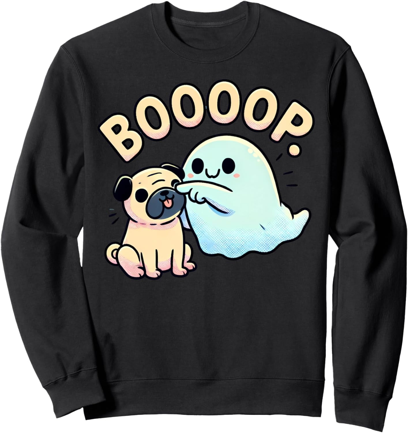 DOVU Funny Hal.Low.Een Ghost Pug Boop Puppy Dog Sweatshirt Trendy ...