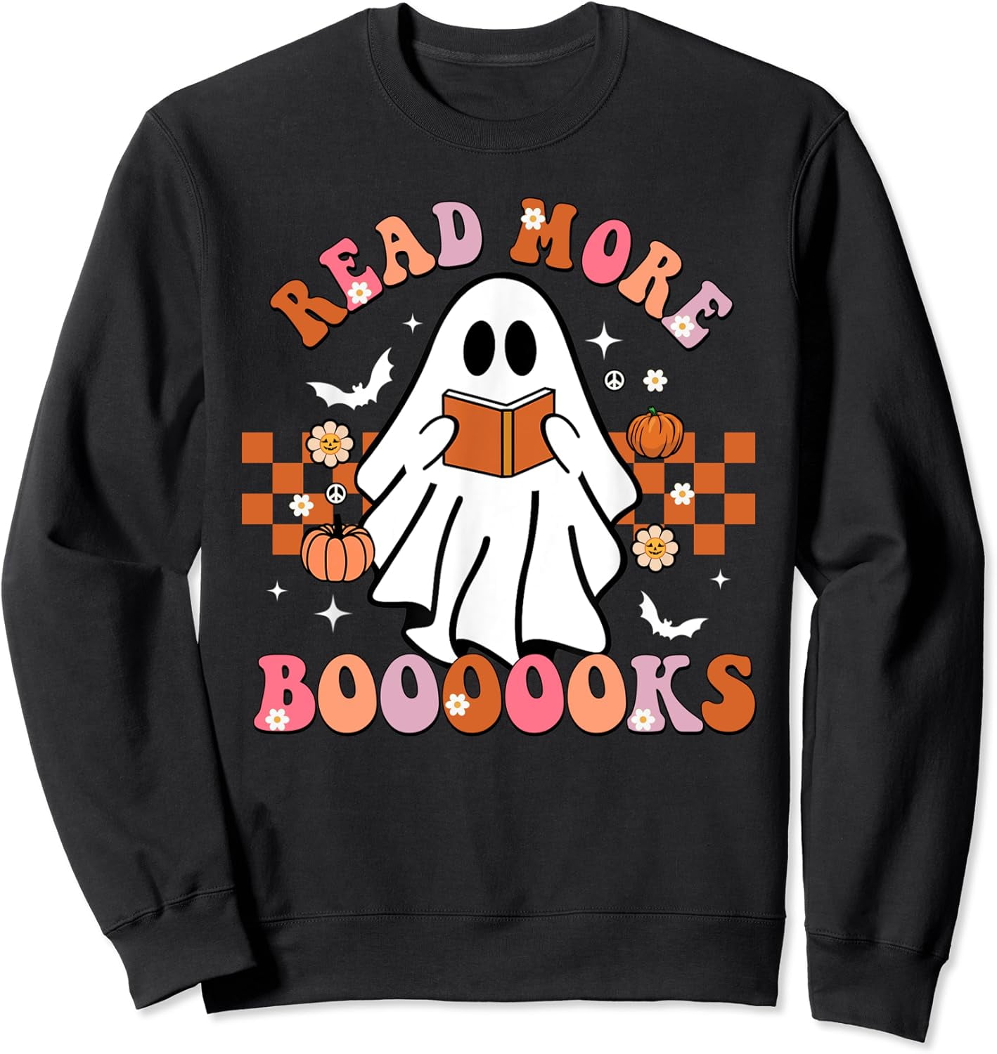 DOVU Funny Hal.Low.Een Read More Books Cute Boo Read A Book Sweatshirt ...