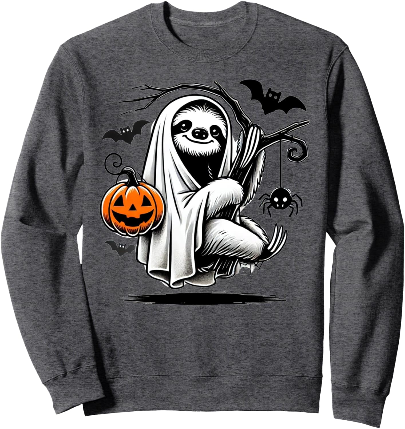 DOVU Funny Hal.Low.Een Sloth Ghost With Pumpkin Lantern Sweatshirt ...
