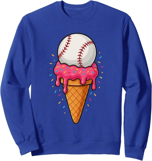 DOVU Funny Ice Cream Drip - Baseball Stuff Dripping Sport Crewneck ...