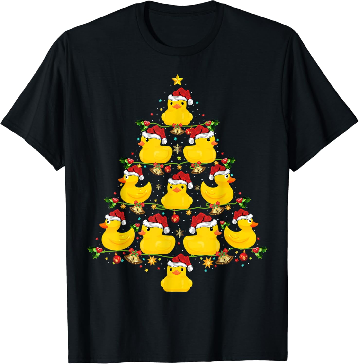DOVU Funny Lighting San.Ta Hat Rubber Duck Chris.Tmas Tree T-Shirt ...