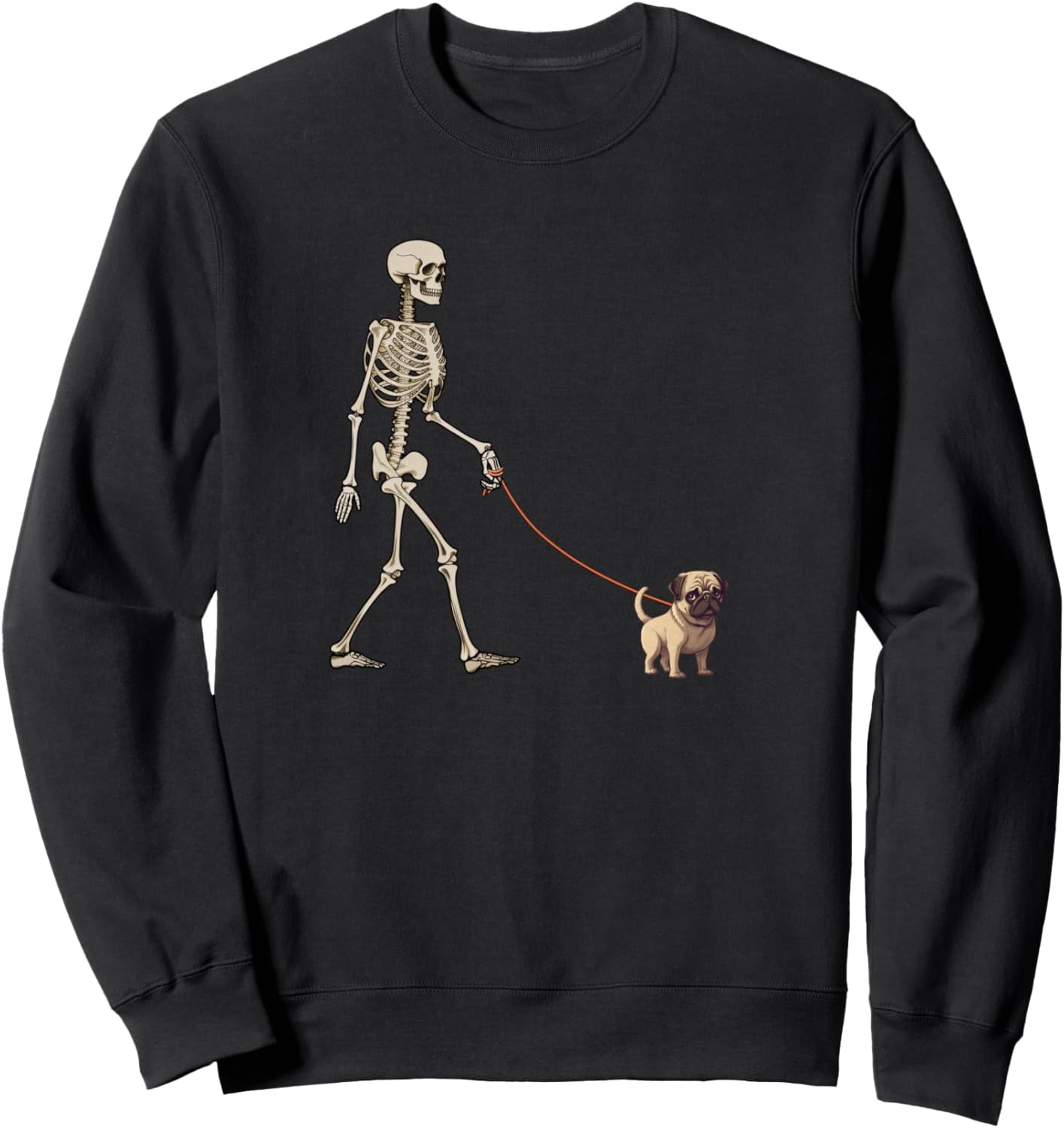 DOVU Funny Pug Skeleton Dog Walking Hal.Low.Een Sweatshirt Trendy ...