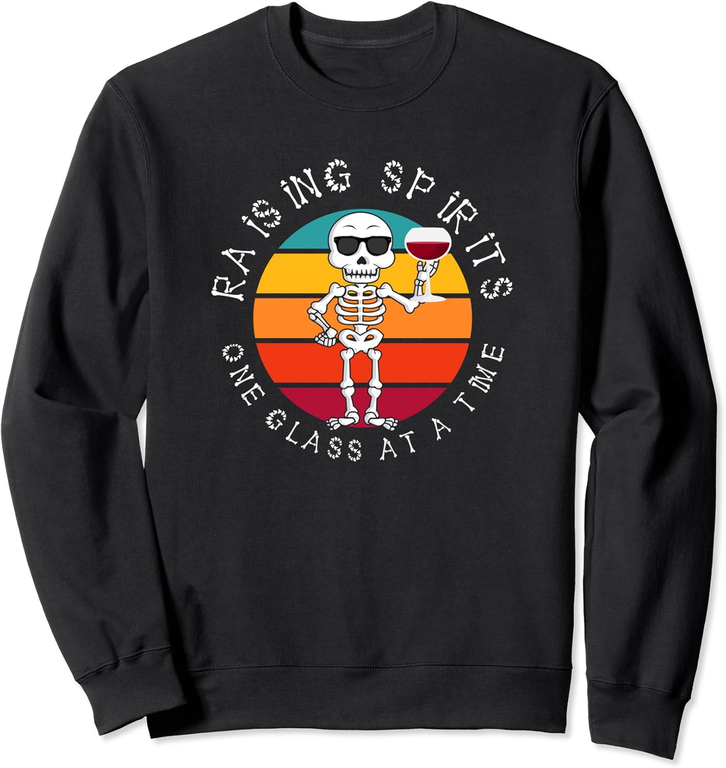 DOVU Funny Raising Spirits Skeleton Apparel Fall Hal.Low.Een Wine ...