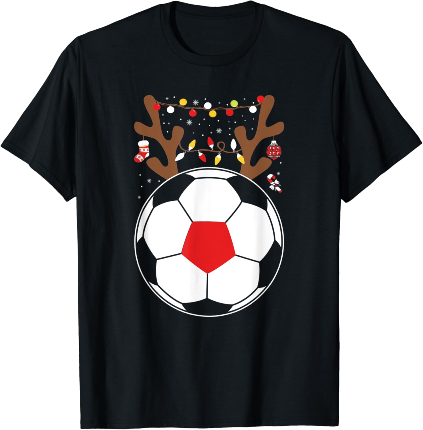 DOVU Funny Reindeer Soccer Ball Deer Antlers Chris.Tmas Sports T-Shirt ...