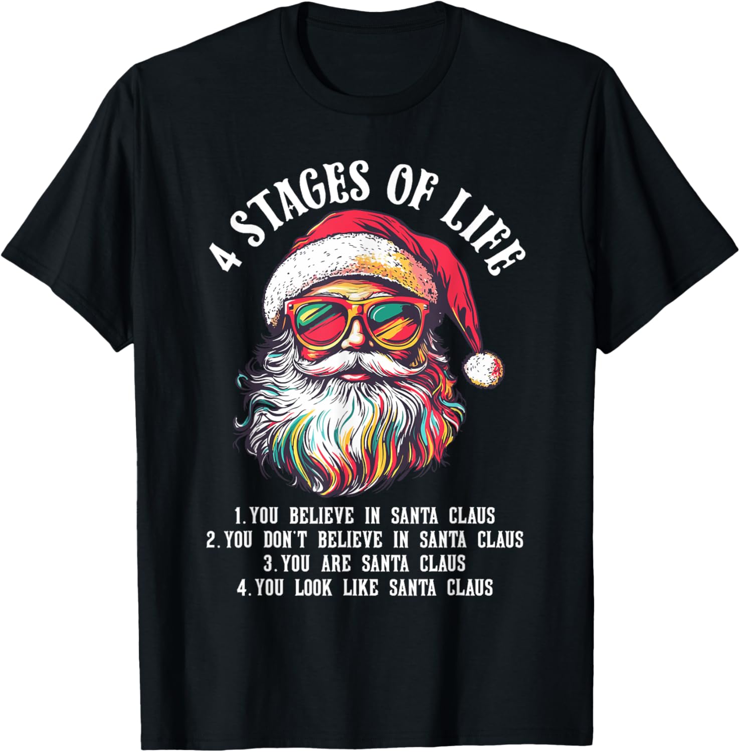 DOVU Funny San.Ta 4 Stages Of Life Chris.Tmas T-Shirt Unisex S-5XL Hot ...