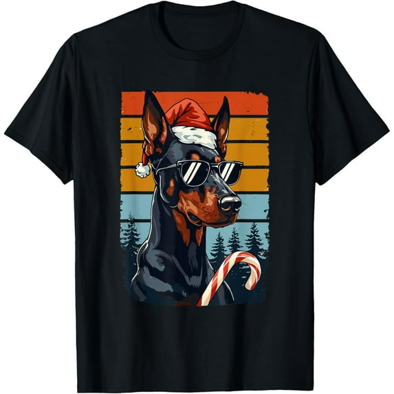DOVU Funny San.Ta Hat Chris.Tmas Dobie Doberman Pinscher T-Shirt Unisex ...