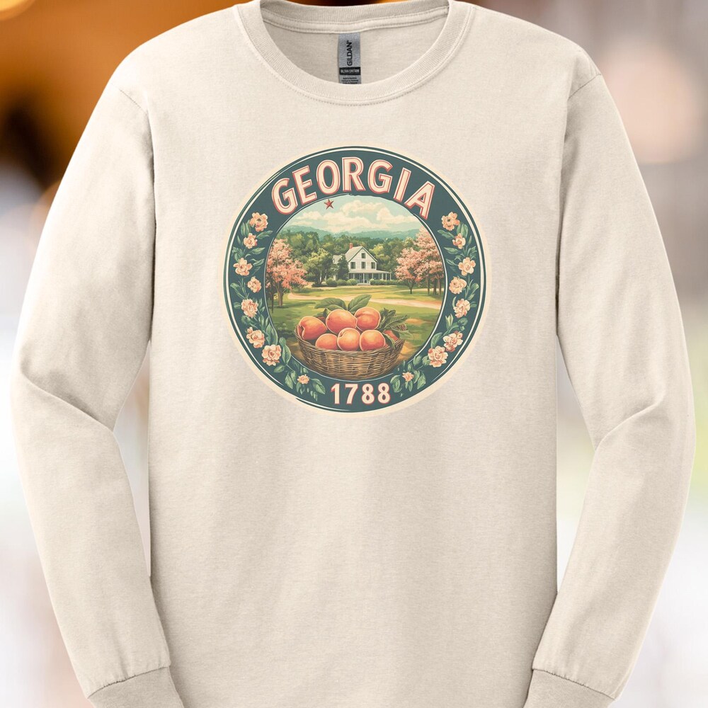 DOVU Georgia Peach Basket Graphic Sweatshirt Georgia State 1788 Floral ...
