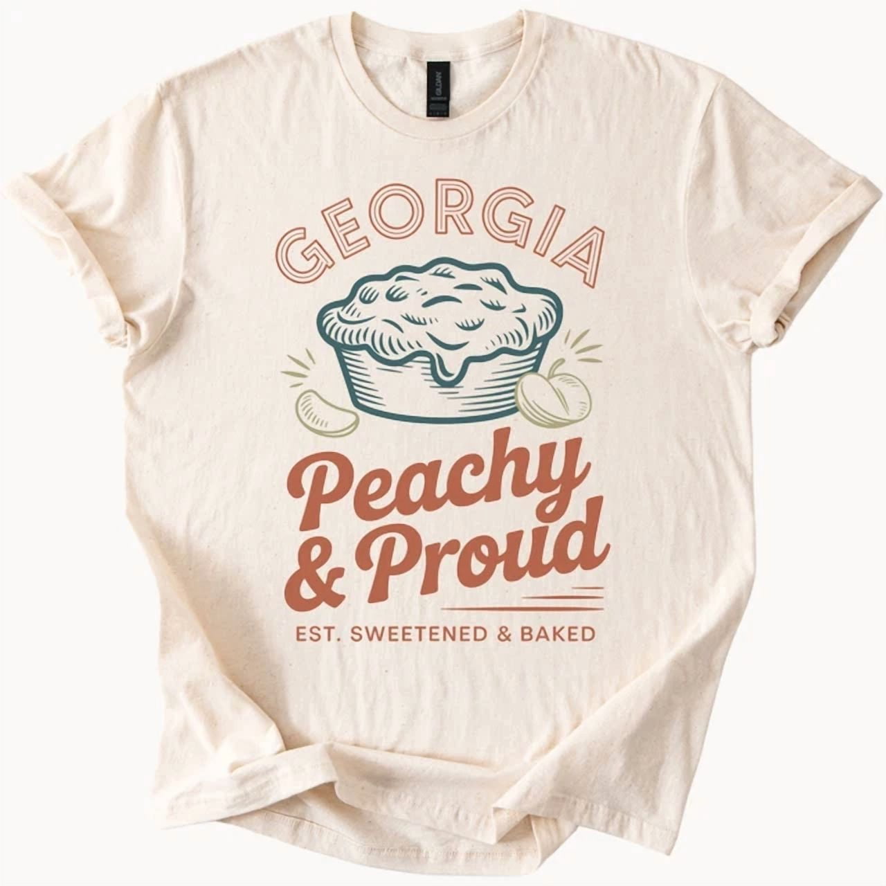 DOVU Georgia Peach Pie Graphic T Shirt Peachy And Proud Sweetened And ...