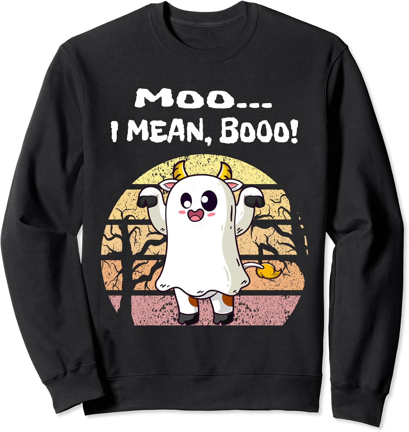 DOVU Ghost Cow Moo I Mean Boo Funny Hal.Low.Een Cow Boo Cute Ghost ...