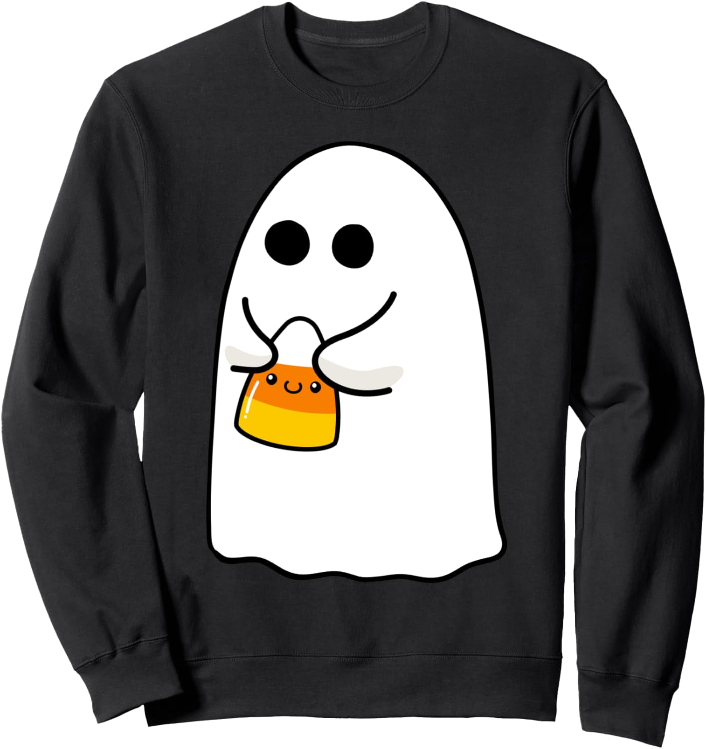 DOVU Ghost Holding Candy Corn Funny Hal.Low.Een Cute Ghost Sweatshirt ...