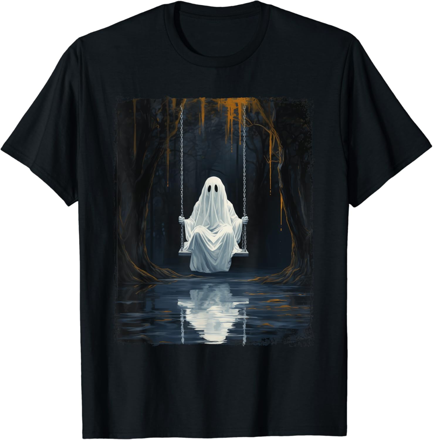 DOVU Ghost On Swing Spooky Art Cute Hal.Low.Een Ghost T-Shirt Unisex S ...