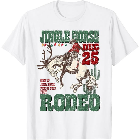 DOVU Giddy Up Jingle Horse San.Ta Cowwestern Chris.Tmas Rodeo T-Shirt ...