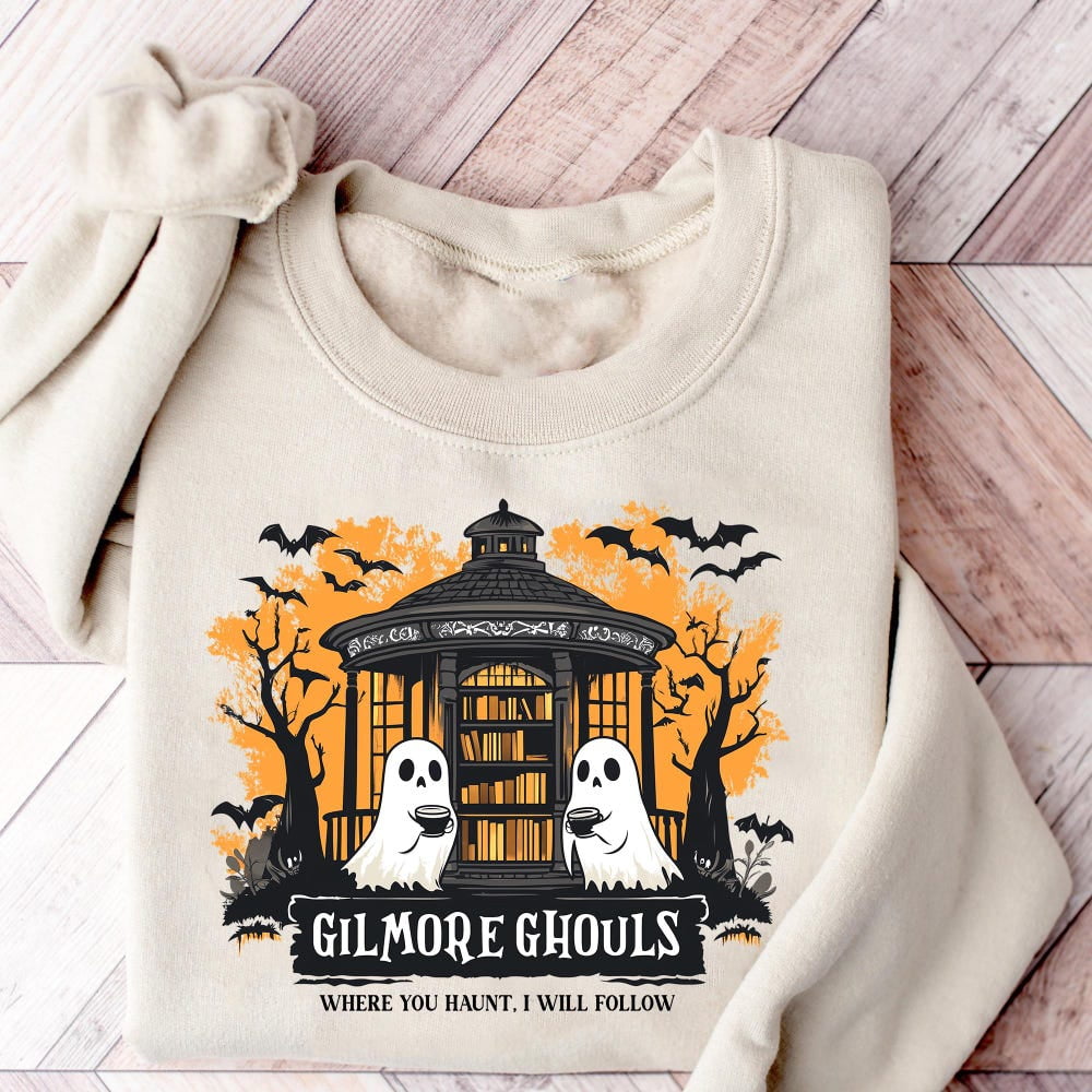 DOVU Gilmore Ghouls Hal.Low.Een Sweatshirt, Spooky Fall Gilmore Tee, Ghost Autumn Vibes T-Shirt ...