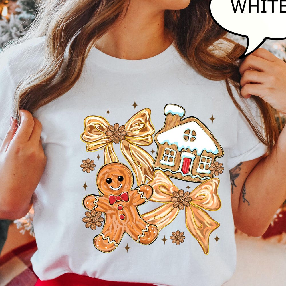 DOVU Gingerbread Chris.Tmas T-Shirt, Coquette Bow Shirt, Gingerbread Home Shirt, Chris.Tmas ...