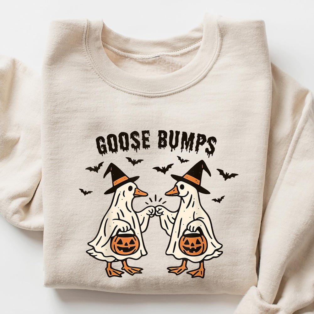 DOVU Goose Bumps Funny Hal.Low.Een Ghost Ducks Sweatshirt, Sp00Ky Goose ...