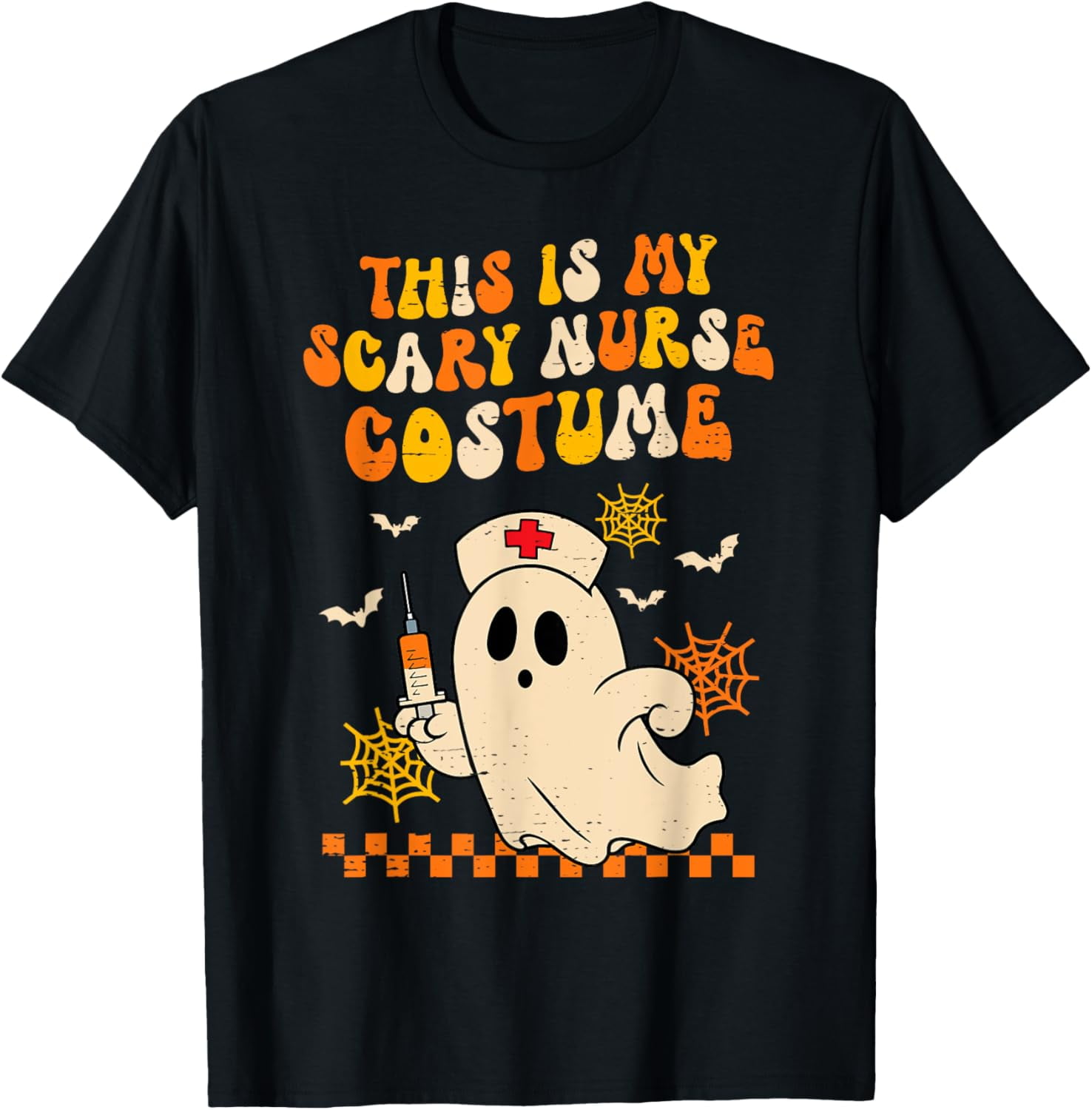 DOVU Groovy Hal.Low.Een My Scary Nurse Cute Ghost Scrub Top T-Shirt ...