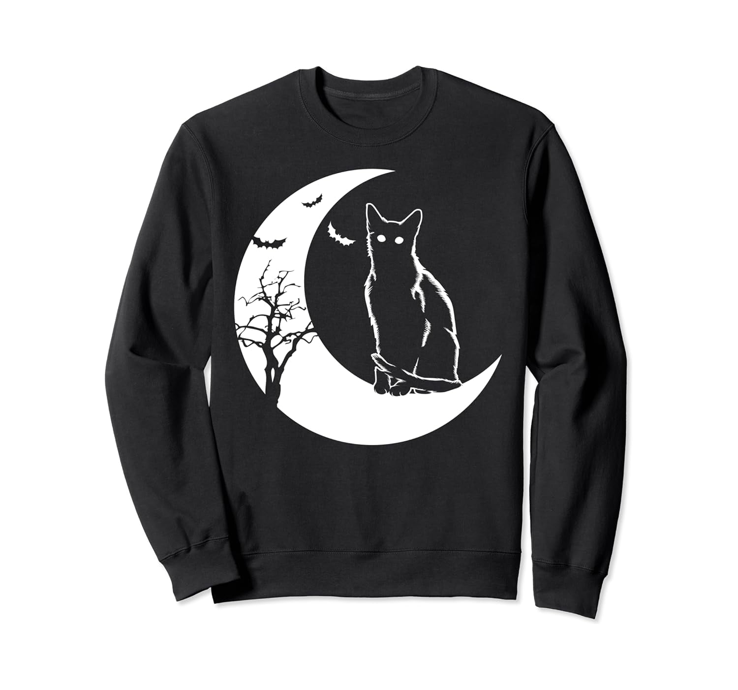 DOVU Hal.Low.Een Black Cat Fanatics, Cute Bat And Moon Gift Sweatshirt ...