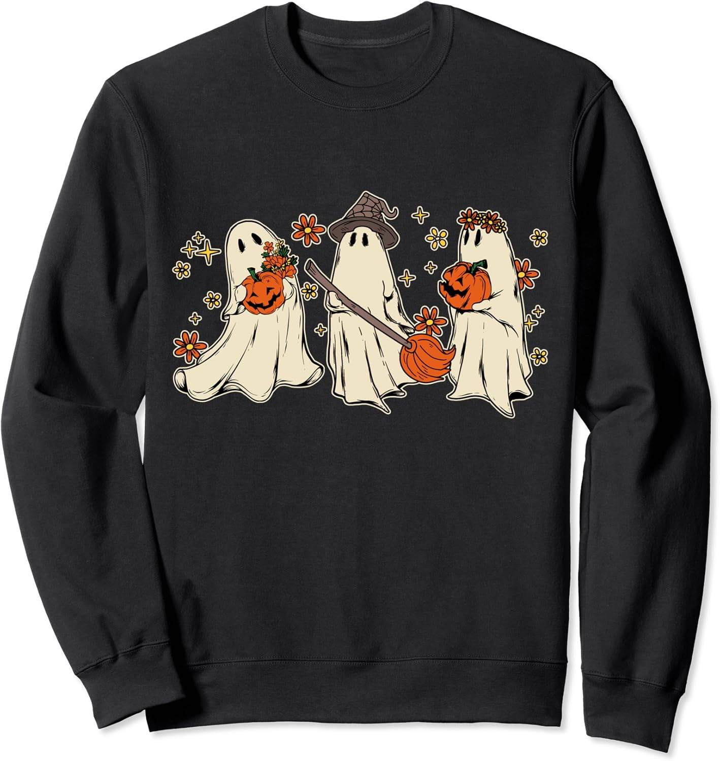 DOVU Hal.Low.Een Boo Ghost Spooky Season Vintage Floral Sweatshirt Trendy Sweatshirt, Birthday ...
