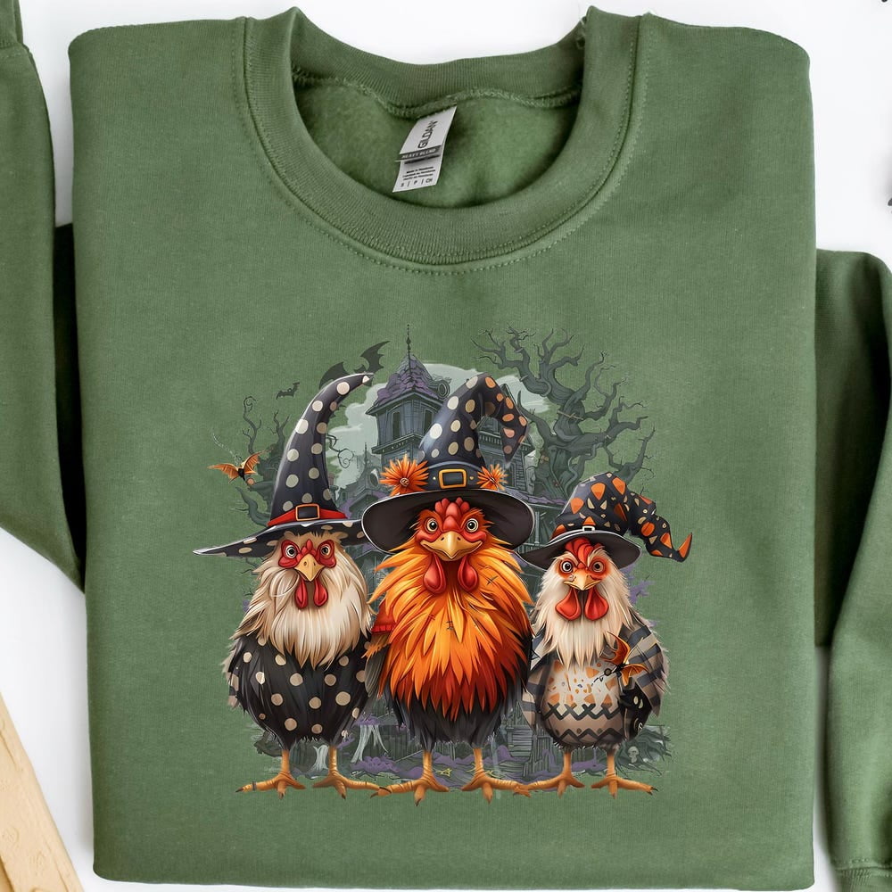 DOVU Hal.Low.Een Chicken Sweatshirt, Funny Hal.Low.Een Sweatshirt ...