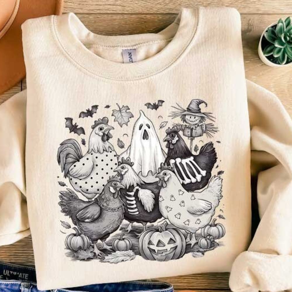 DOVU Hal.Low.Een Chicken Sweatshirt, Women Chicken Sweatshirts, Love ...