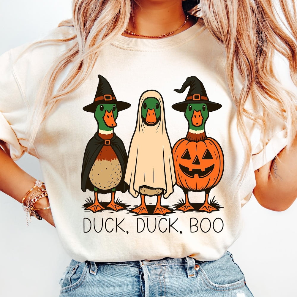 DOVU Hal.Low.Een Duck Duck Boo Shirt, Duck Ghost Witc.H T-Shirt, Funny ...