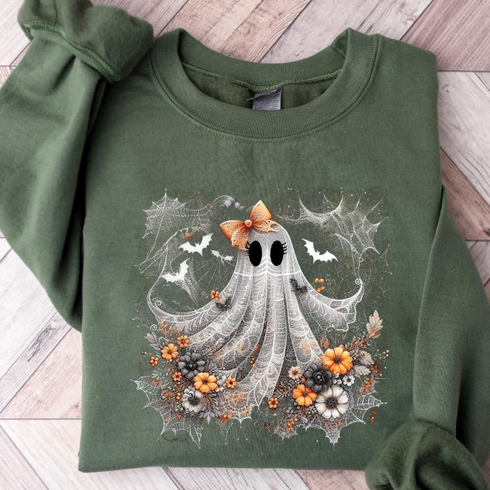 DOVU Hal.Low.Een Ghost Sweatshirt, Floral Ghost Sweatshirt, Sp00Ky Season Tee, Hal.Low.Een Party ...